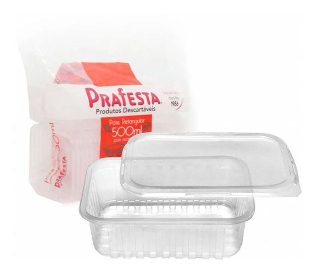 Pote retangular prafesta 500ml c/tampa c/24 - Pote Descartável - Magazine Luiza