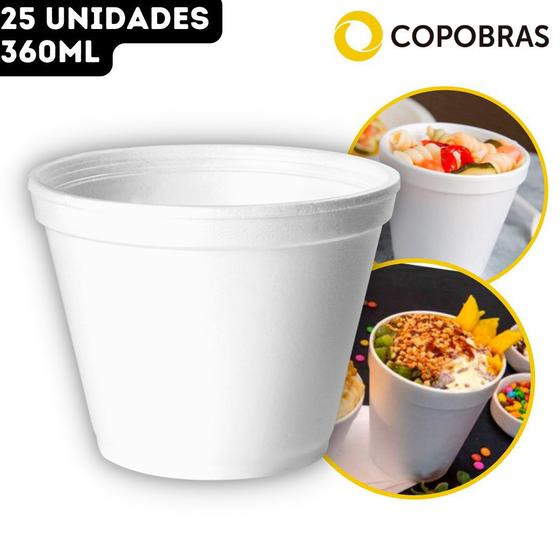 Pote Térmico Isopor Caldos Açaí Porções Copobras - 360ml - 25 Unidades ...