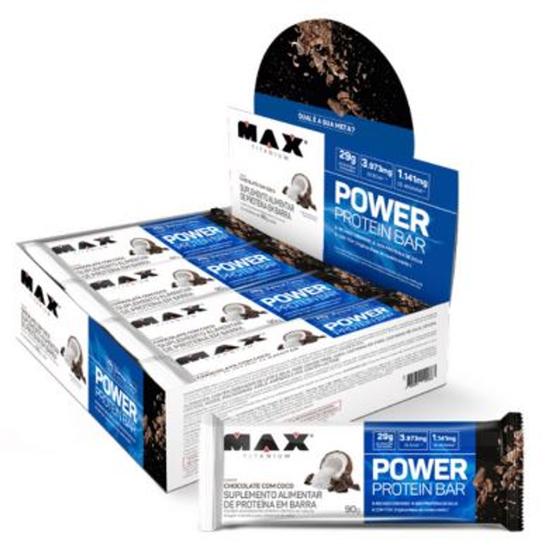 Power protein bar chocolate com coco 8un de 90g - MAX TITANIUM - Barra ...