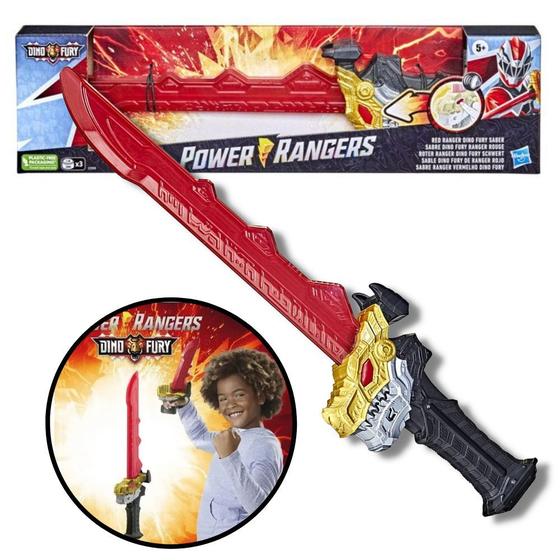 Power Rangers Sabre Vermelho Com Som Espada Dino Fury Hasbro - Espada ...