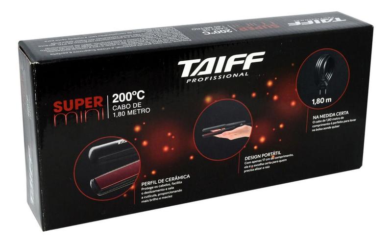 Prancha Chapinha De Cabelos Cerâmica Taiff Super Mini 200c Preta Bivolt ...