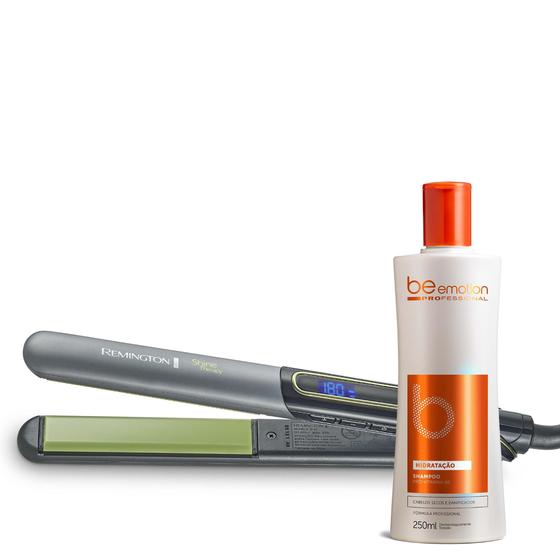 Prancha de Cabelo Remington New Shine Therapy e Shampoo Be Emotion ...