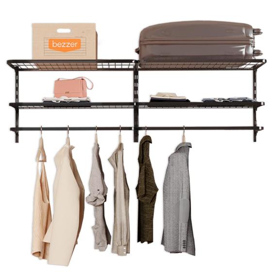 Prateleira Guarda Roupa Modular Smart Cabideiro Closet Armário Arara ...