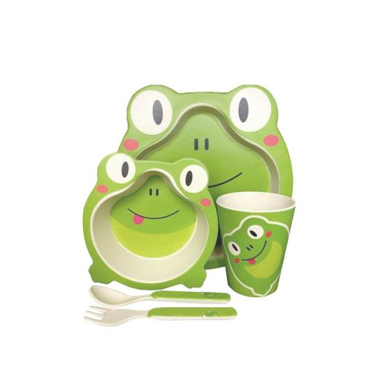 Prato Infantil Bowl Talheres e Copo Fibra Bambu Eco Sapo 5un - FRATELLI ...