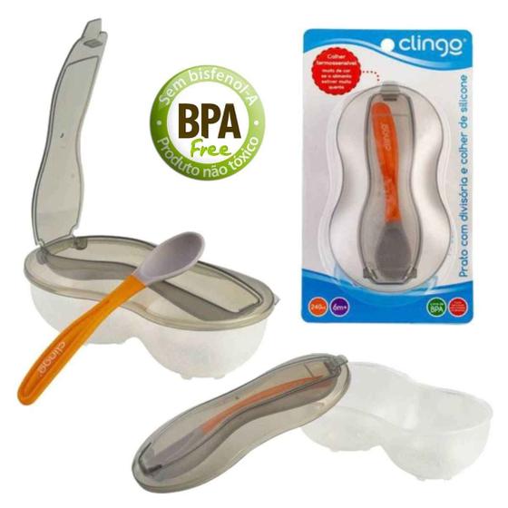 Prato Pratinho Para Bebê 240ml Com Divisória + Colher Silicone ...