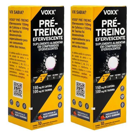 Pré-Treino Efervescente Voxx 150mg de cafeína e 100mg de taurina ...