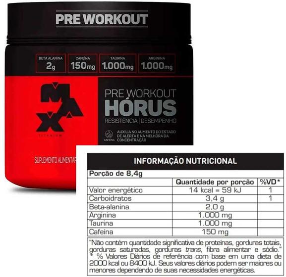 Pré treino Horus 300G Citrus - Max Titanium - Pré Treino - Magazine Luiza