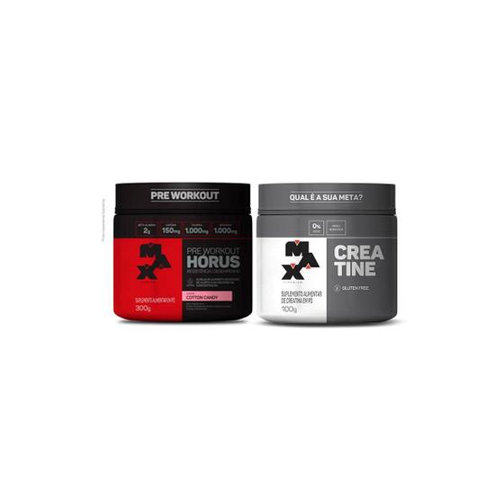 Pré-treino Horus 300g Cotton Candy + Creatina 100g - Max Titanium - Pré ...