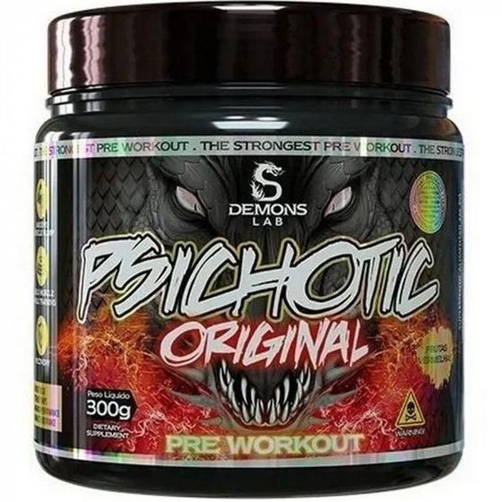 Pré treino psichotic original (300g) 60 doses - frutas vermelhas - demons lab - Pré Treino ...