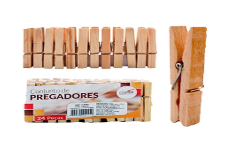 Pregador De Roupas Madeira 24 peças Clássico Retrô - N/D - Prendedor de ...