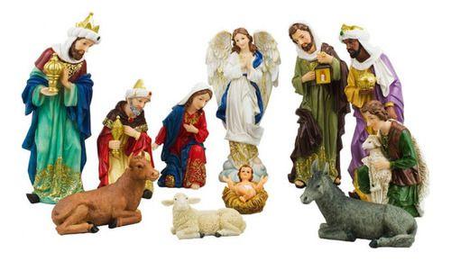 Presépio Árvore Natal Resina Completo Grande 11 Peças - 30cm ...
