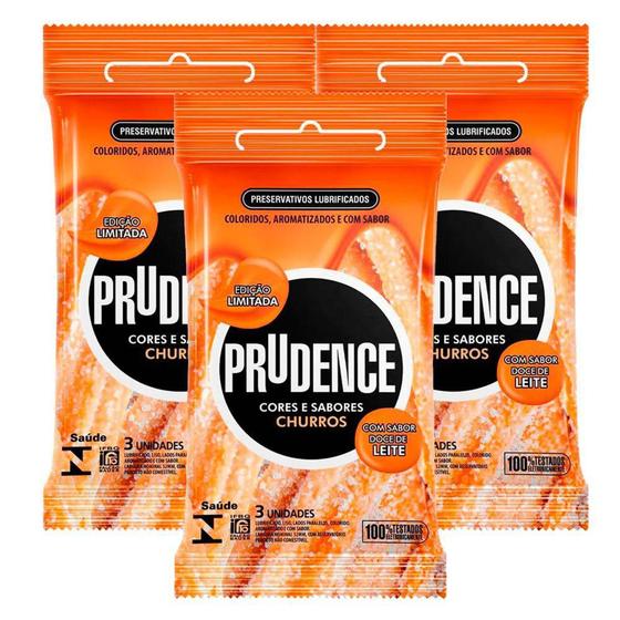 Preservativo Prudence Cores e Sabores Churros 3 Unidades Kit com três ...