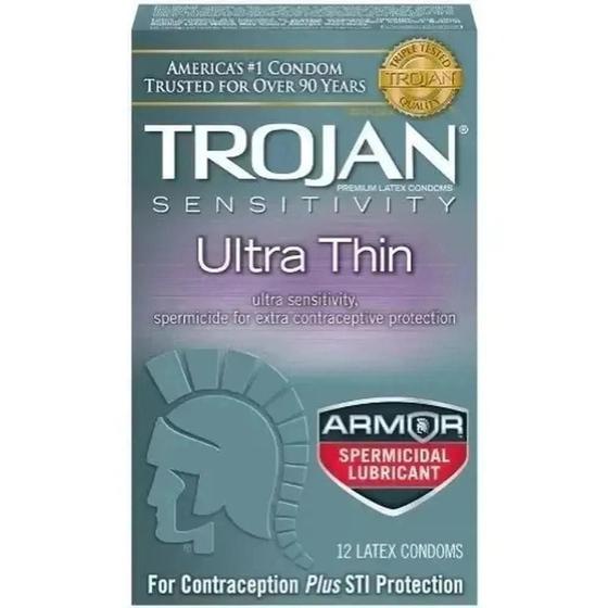 Preservativo Trojan Ultra Thin Sensitive caixa com 12 unidades ...