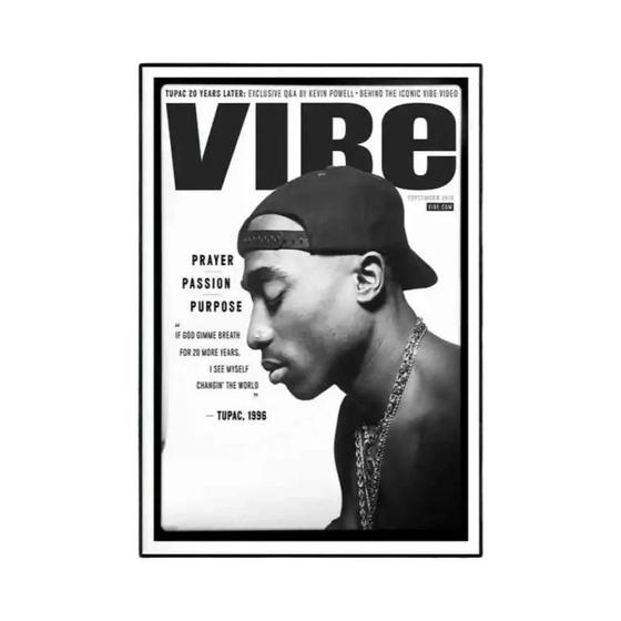 Preto Branco 2PAC Tupac Hip Hop Rapper Música Álbum Capa Tela Pintura ...