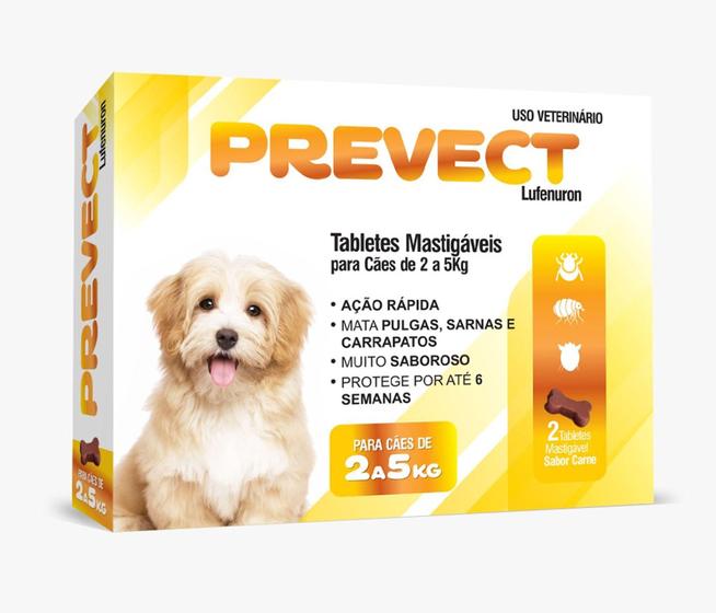 PREVECT 2,0 a 5,0KG - ANTI PULGAS, CARRAPATOS E SARNA PARA CÃES DE 2,0 ...