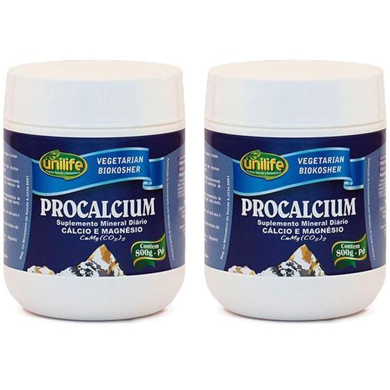 Procalcium (Cálcio e Magnésio) em pó 2X 800 Gramas Unilife - Cálcio ...