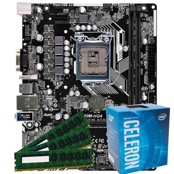 Processador Intel Celeron G3930 7ª Geração + Placa mãe H110M + Memória ...
