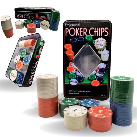 Professional Poker Chips 100 Fichas Numeradas + Ficha Dealer Jogos ...