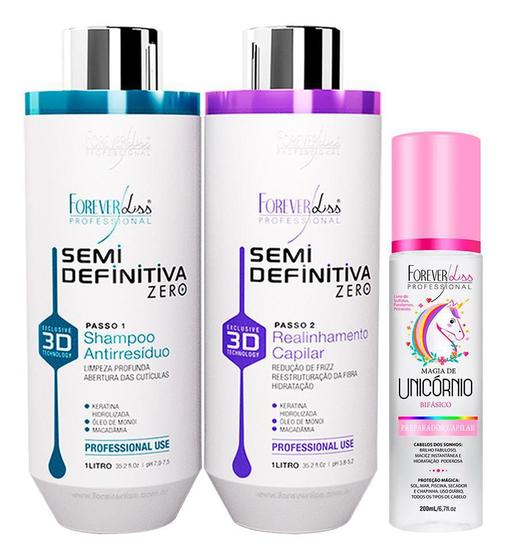 Progressiva 3D Sem Formol 2X1000Ml + Leave-In Unicórnio - Forever Liss ...