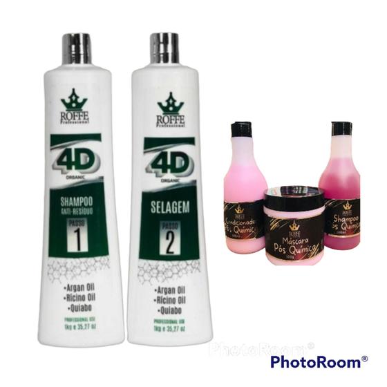 Progressiva 4D Orgânica Cabelo 100% Liso Roffe Ganhe 1 kit Pós Quimica ...