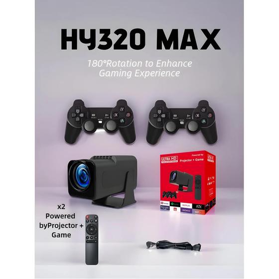 Projetor De Jogos 400 ANSI HY320MAX 180 graus Rotação Para Experiência ...