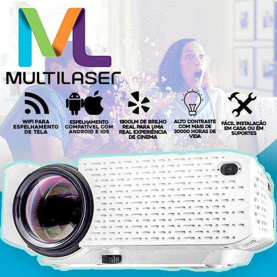 Projetor Wifi 1800 Lúmens Multilaser Pj002 Linux Original Nf - Projetor ...