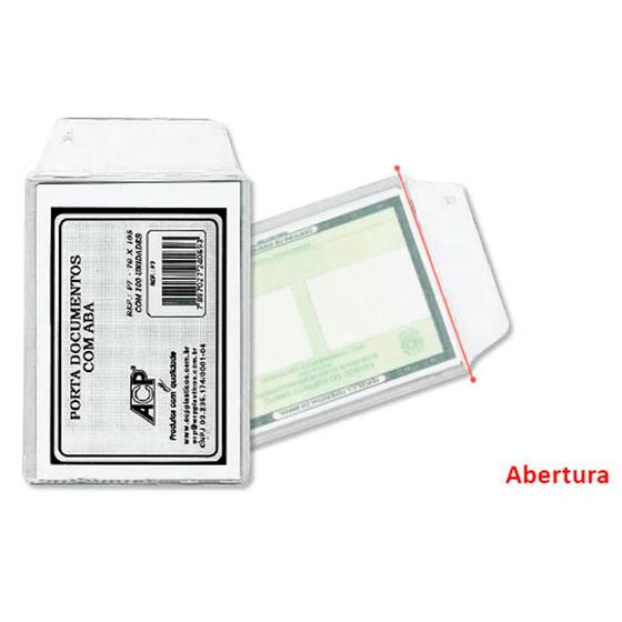 Protetor Porta Documentos c/Aba 75x105mm P-7 Pct c/100 unidades - Acp ...