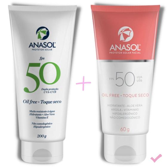 Protetor Solar Anasol Kit Corpo E Rosto 50 Fps Toque Seco - Protetor ...