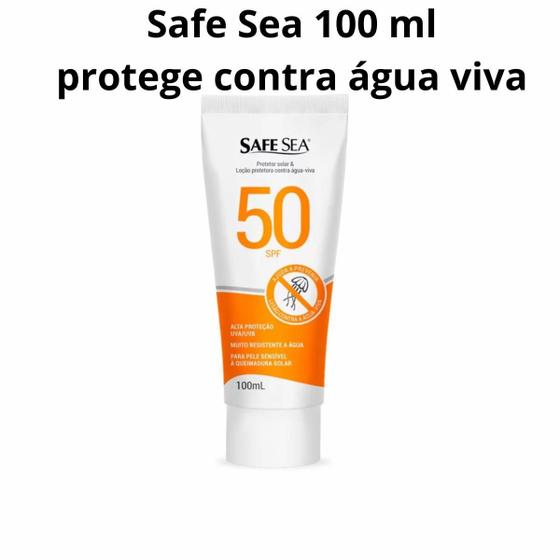 Protetor Solar E Protetor Contra Água Viva 50 Fps Safe Sea 100ml ...