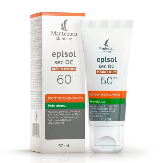 Protetor Solar Episol Sec OC com Cor Pele Oleosa Médio Escuro FPS 60 ...