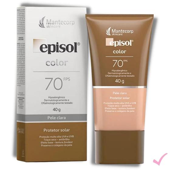 Protetor Solar Facial Episol Cor Clara Efeito Matte 70Fps - Protetor ...
