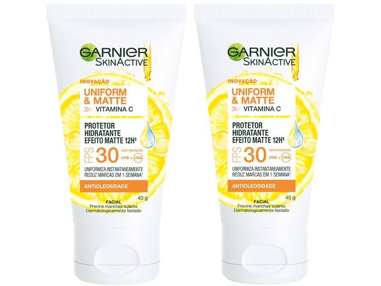 Protetor Solar Facial Garnier FPS 30 - Uniform & Matte Vitamina C 40g 2 ...