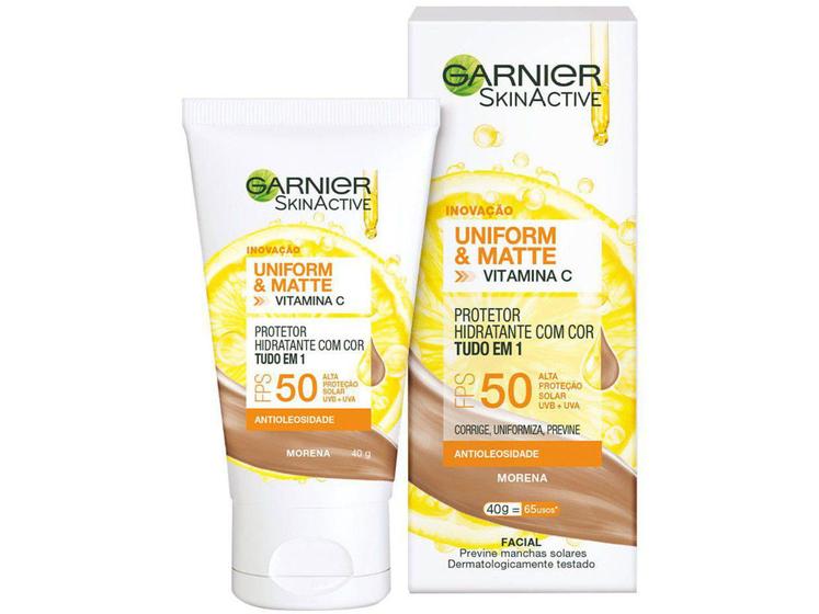 Protetor Solar Facial Garnier FPS 50 com Cor - Garnier SkinActive Vitamina C Uniform e Matte 30g ...