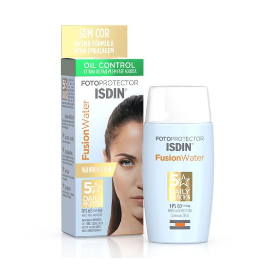 Protetor solar facial ISDIN fusion water Fps60 sem cor 50ml - Protetor Solar Facial ...