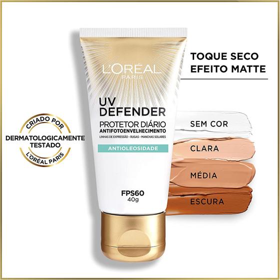 Protetor Solar Facial L'Oréal Paris UV Defender Antioleosidade Cor ...