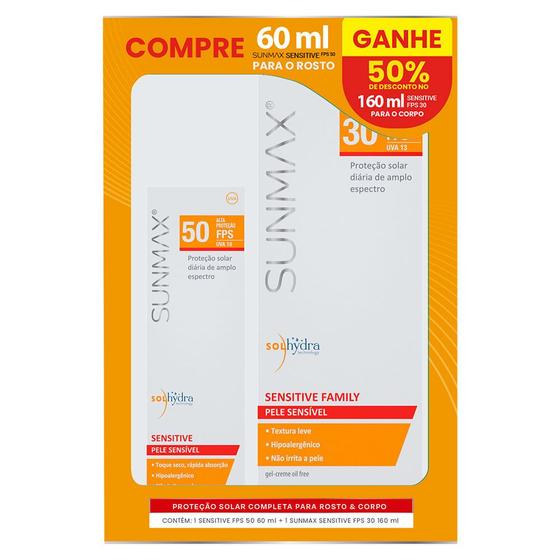 Protetor Solar Facial Sunmax Sensitive FPS 50 60ml + Protetor Solar ...