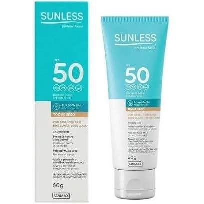 Protetor solar facial toque seco oil free fps 50 sunless farmax pele ...