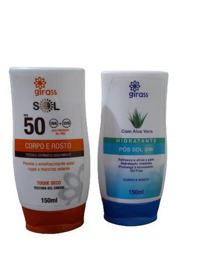Protetor Solar FPS 50 e Pós Sol Creme Hidrante 150 ml Girass - Protetor ...