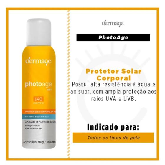 Protetor Solar Spray Dermage Photoage Wet FPS 40 120G - Protetor Solar ...