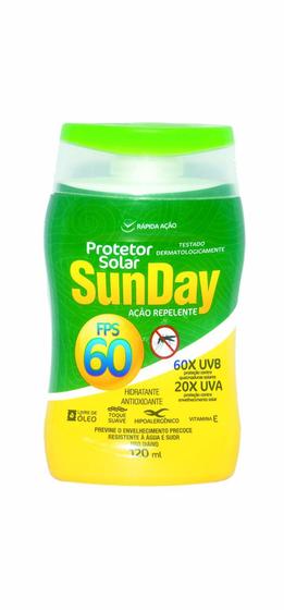 Protetor Solar SunDay com Repelente - FPS 60 120ml - Protetor Solar ...