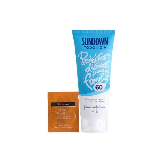 Protetor Solar Sundown Todo Dia FPS 60 220ml + Sache Neutrogena 2ml ...