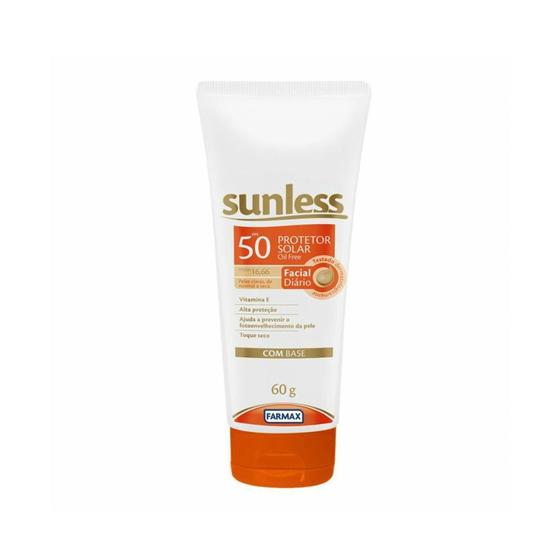 Protetor Solar Sunless Facial FPS 50 Base Bronze 60g - Farmax ...