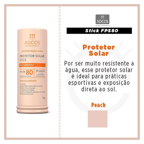 Protetor Solar Tonalizante Stick Fps 80 12g Adcos - Peach - Protetor ...