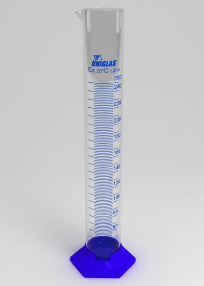 Proveta graduada de vidro com base sextavada de polietileno (PE ...