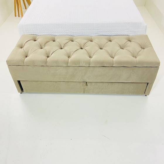Puf Baú Com Gaveta (Sapateira) Queen 160cm Cor Bege - Jô Móveis - Puff ...