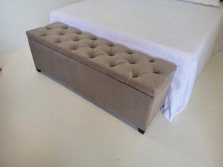 Puf Baú Estofado Modelo Capitonê Tamanho de Casal 140x40x45cm Cor ...
