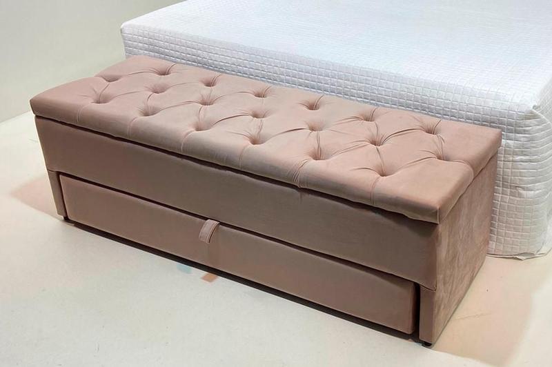 Puf Baú Queen Com Gaveta 160x50x45cm Cor Rosa - Jô Móveis - Puff Baú ...
