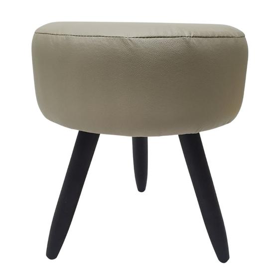 Puff Banqueta Redondo Para Sala Quarto Penteadeira Sintético Bege Pé ...