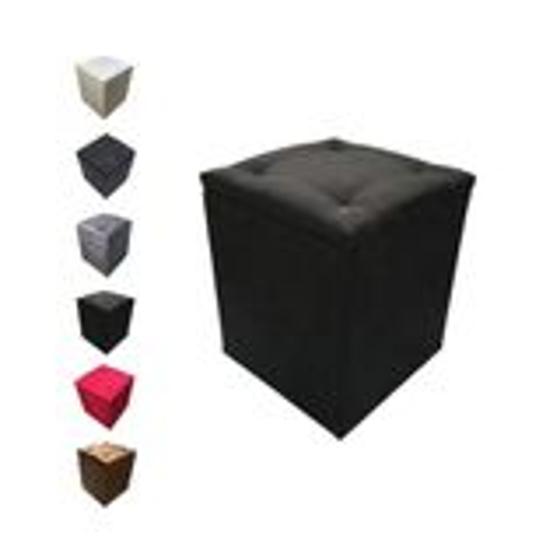 Puff banquinho COM BAÚ reforçado tecido suede quadrado suporta até ...