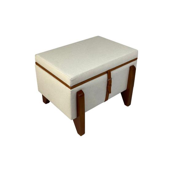 Puff Baú Retangular Luxo Mesa Centro 60x40 Cm Linho Cru - SANNA DECOR ...